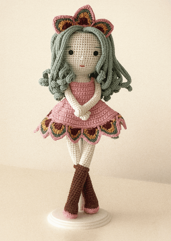Patrón amigurumi de muñeca con vestido y tiara